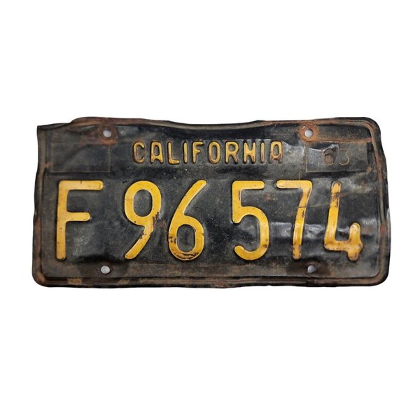 Wall Decor | 1963 California Black And Yellow License Plate F96574 ...